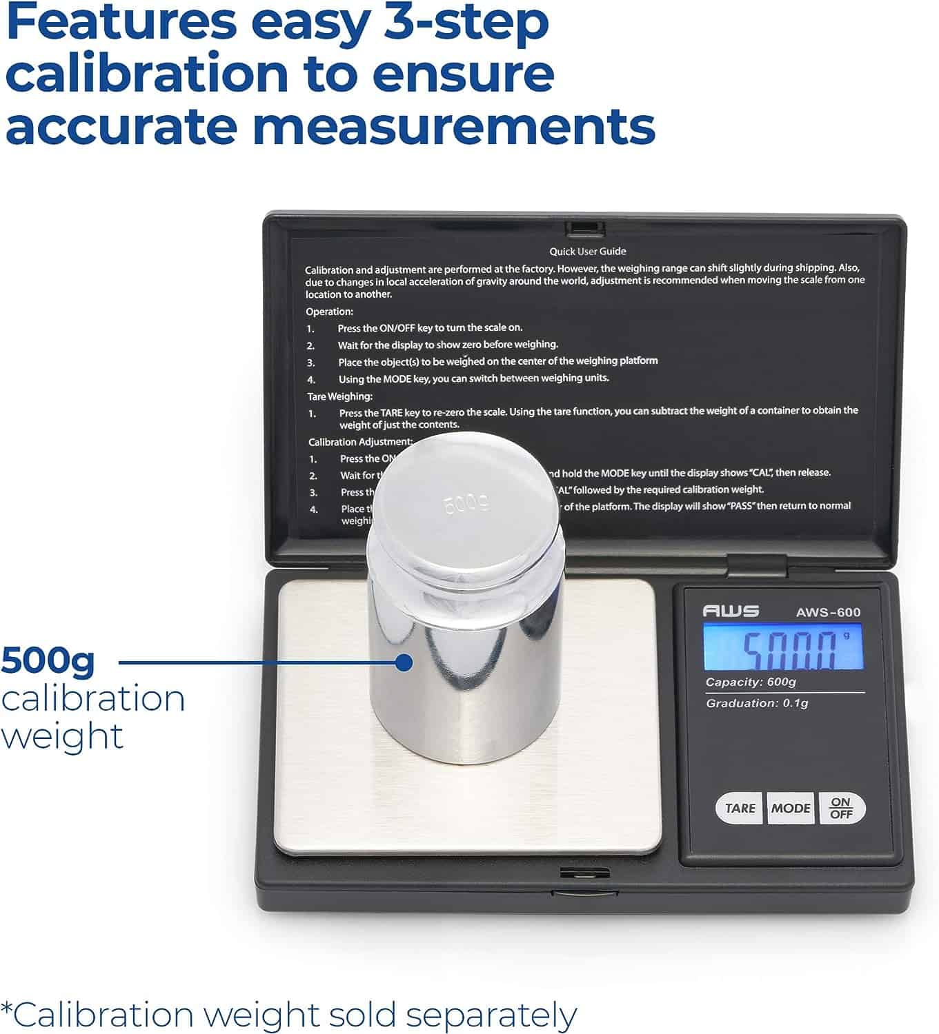 American Weigh Scales AWS-600 Digital Pocket Scale 600g x 0.1g