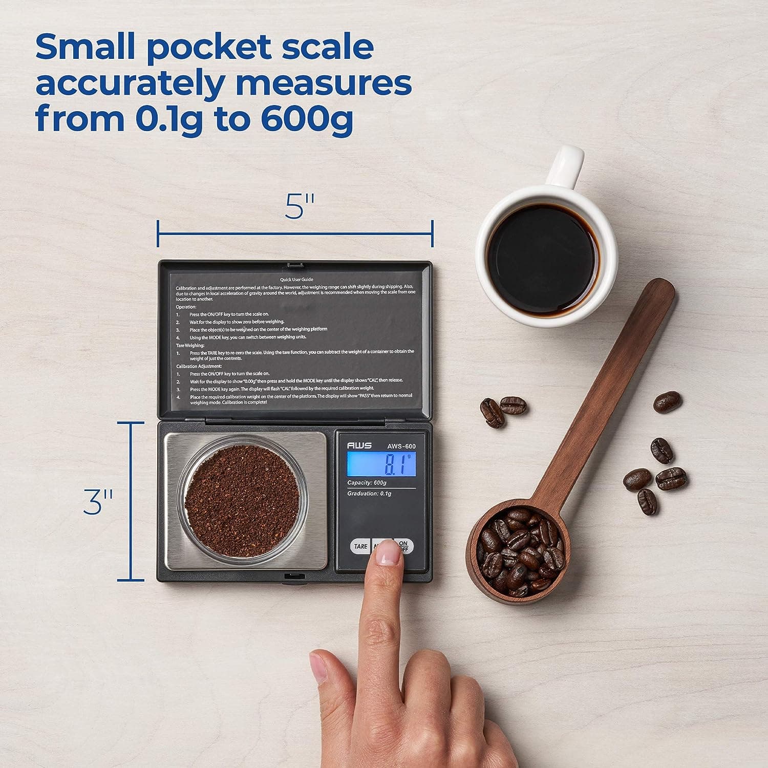 American Weigh Scales AWS-600 Digital Pocket Scale 600g x 0.1g